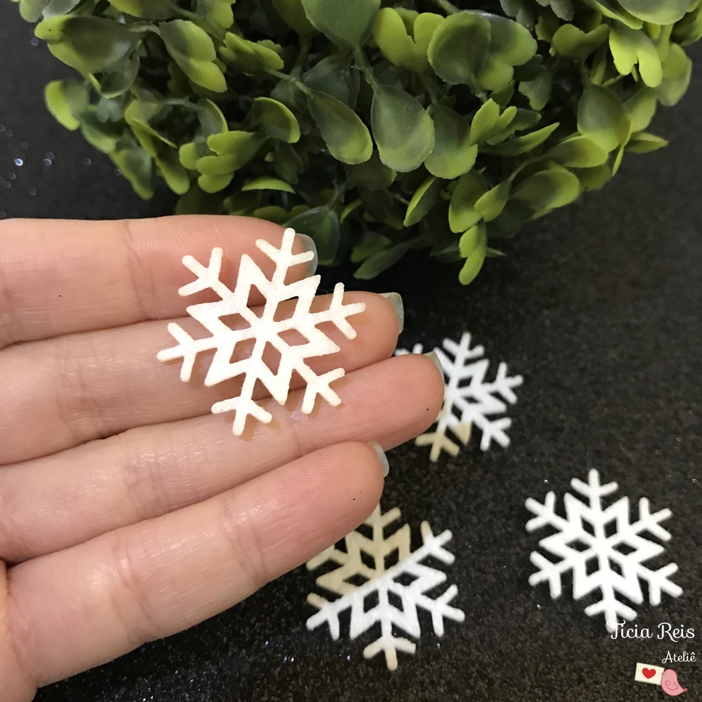 Recorte Floco de neve de feltro cortado a laser quantidade 15 unidades ...