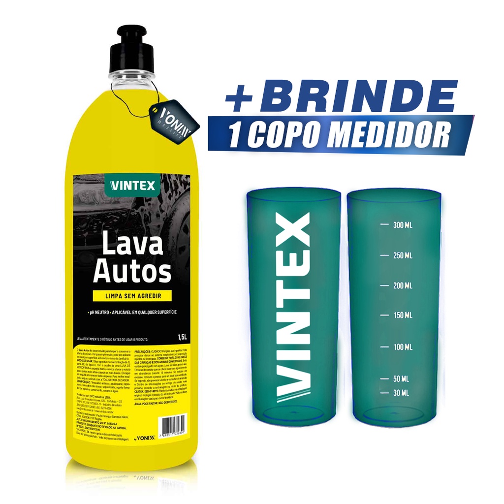 Lava Autos 1,5l Vonixx / Vintex + Copo Medidor Vintex | Shopee Brasil