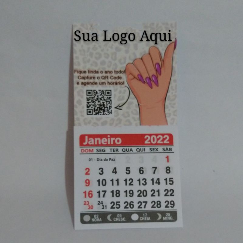Mini calendário 2022 com seu logo e QR code | Shopee Brasil