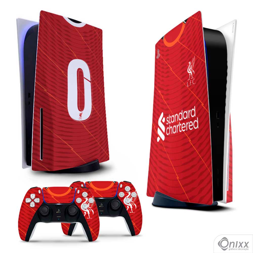 Skin PS5 Adesiva Uniforme Liverpool 21/22 (Personalizável - Nome e ...