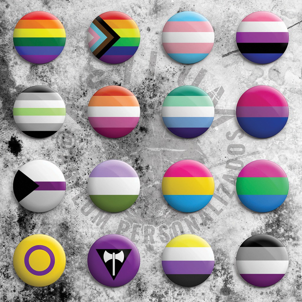 Botton - Bandeira LGBTQIA+ - LGBT - 25mm 38mm 45mm 55mm / Button Boton ...