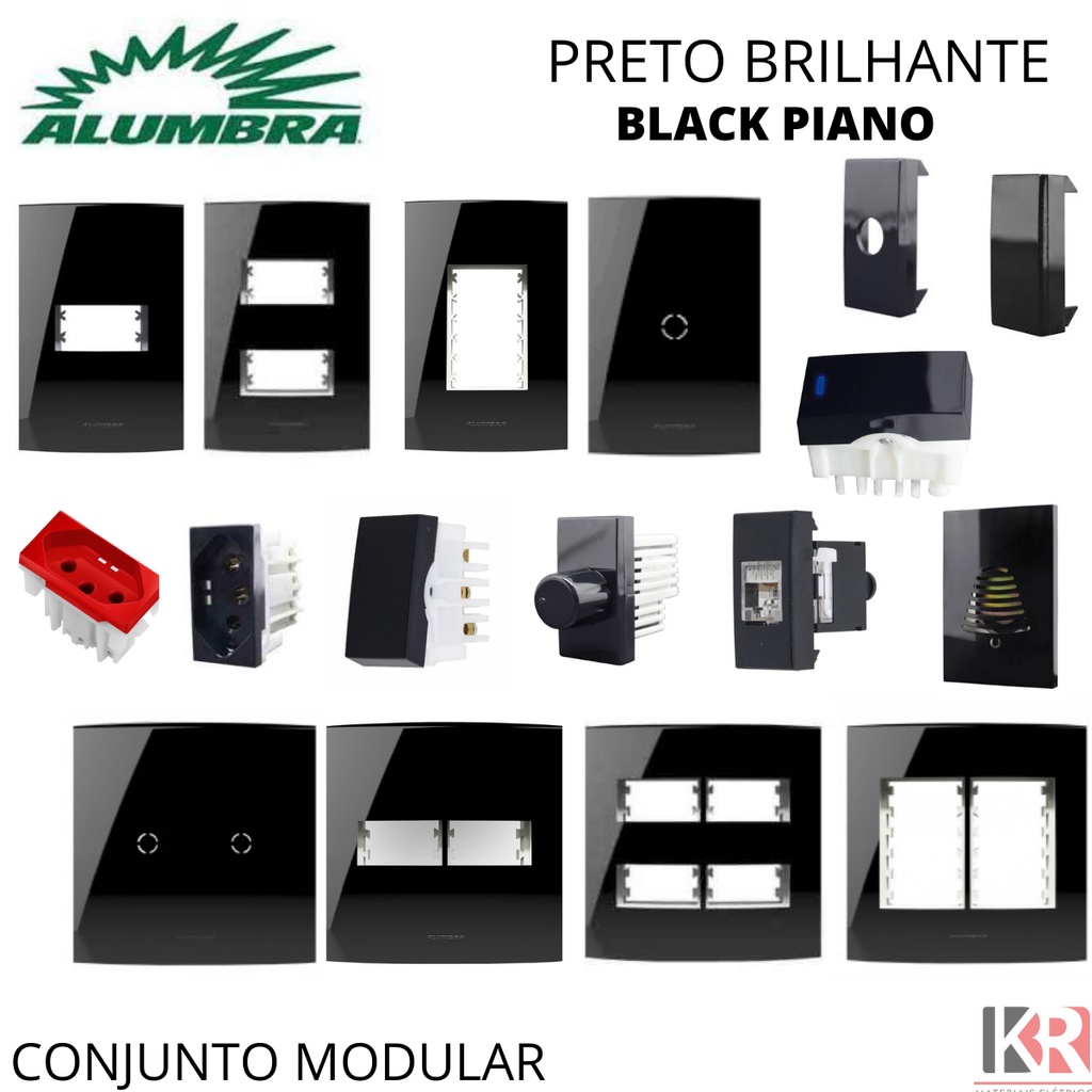 Interruptor Tomadas Preto Black Piano - Alumbra | Shopee Brasil