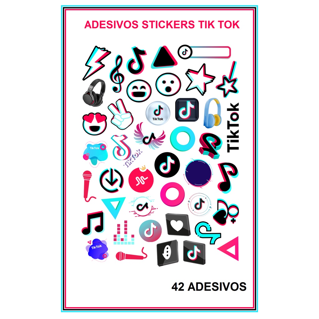 Adesivos Tik Tok Sortidos Auto Colante Cartela C 42 Adesivos Shopee Brasil