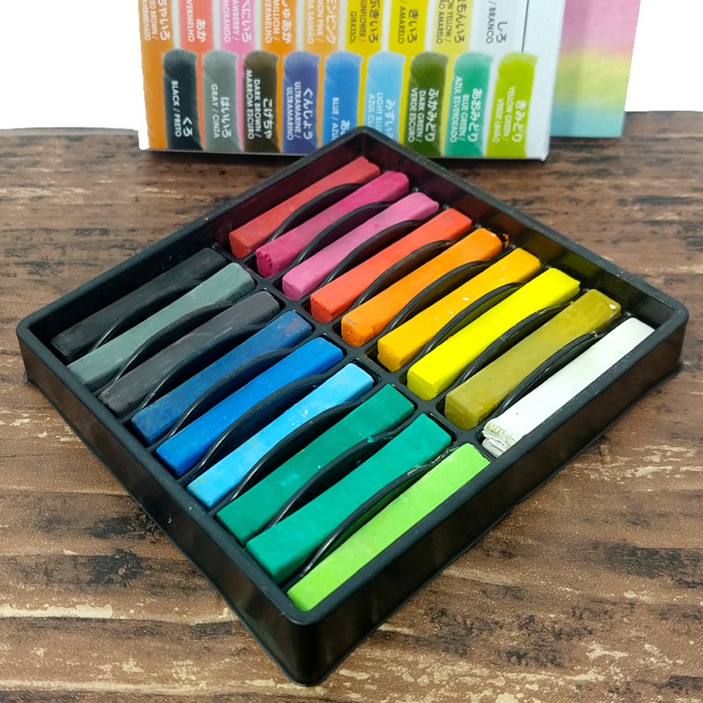 Giz Pastel Seco 18 Cores Para Arte e Artesanato Cores Normais e ...