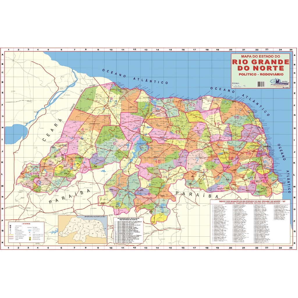 Mapa Estado Rio Grande Do Norte Politico Escolar Poster | Shopee Brasil