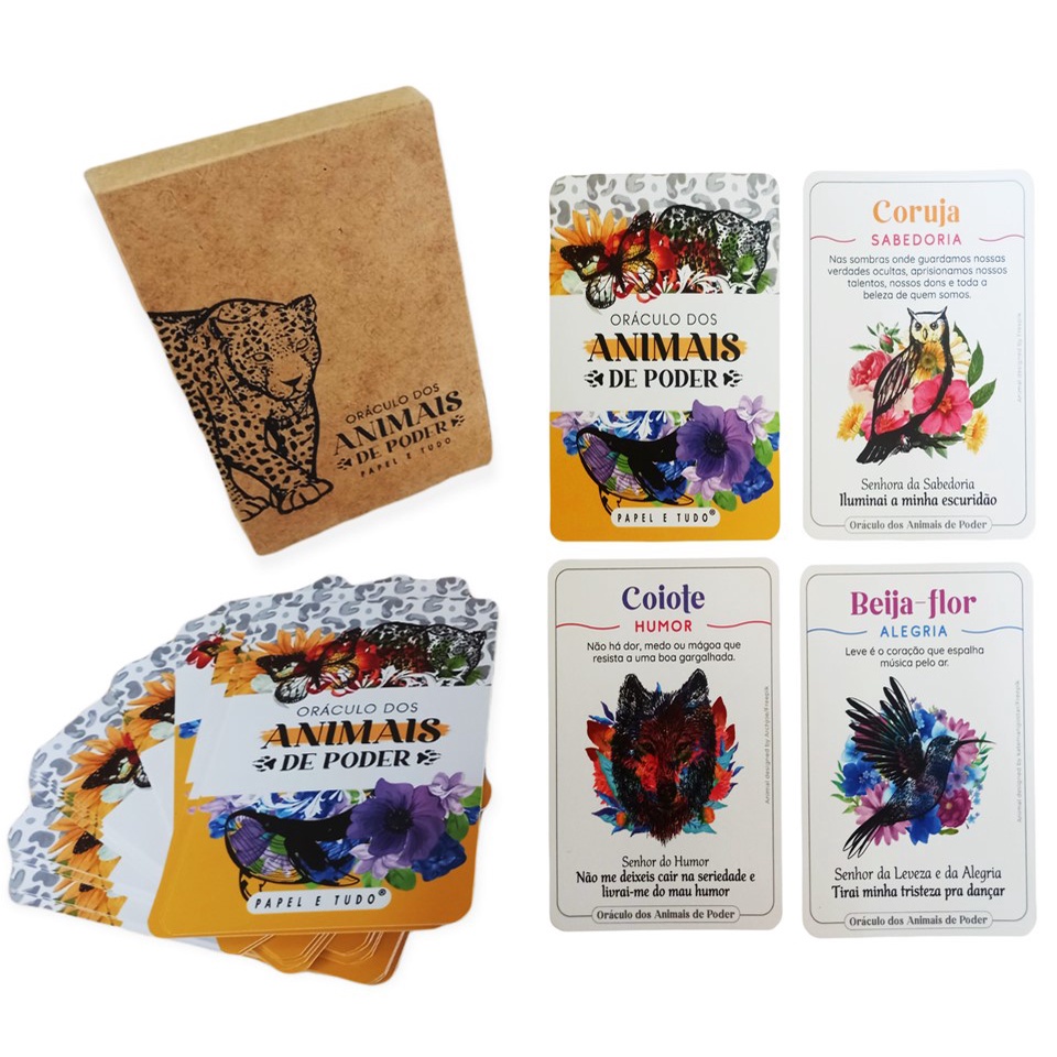 Oráculo dos Animais de Poder (Caixa em MDF + 26 Cartas) | Shopee Brasil