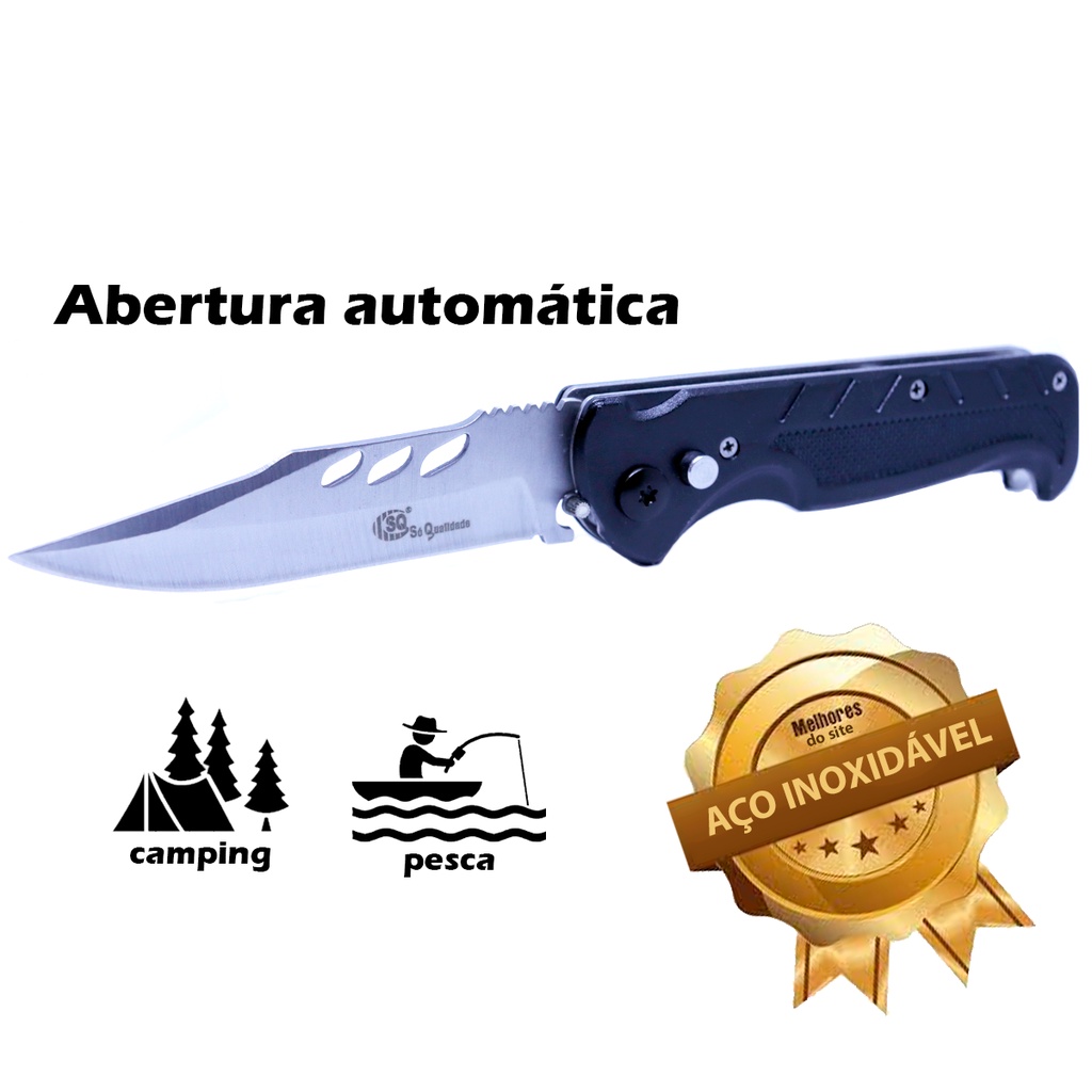 Canivete Tatico Retratil Afiado Automativo Militar | Shopee Brasil