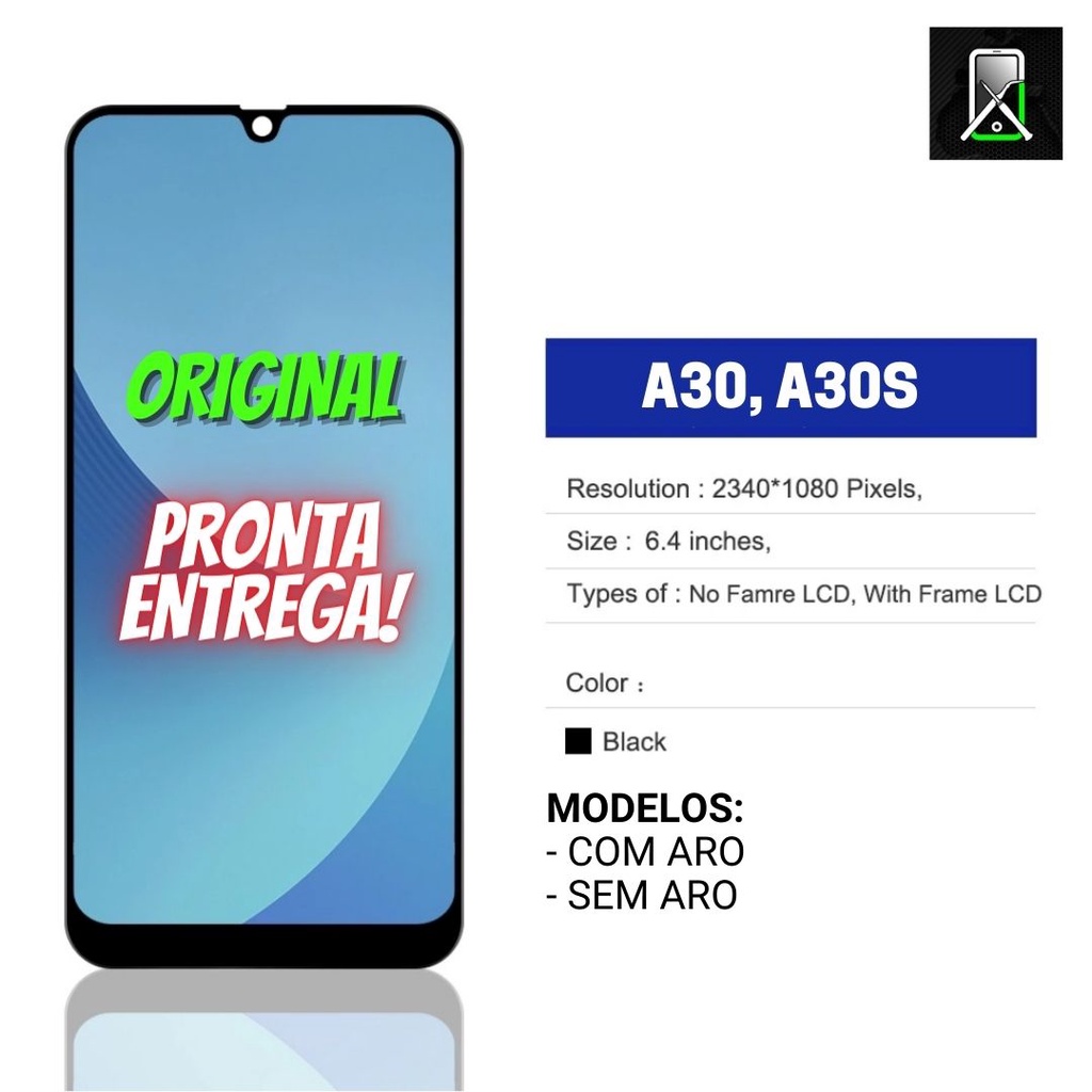 Tela Frontal Display SAMSUNG A30, A30S Preto LCD Touch Screen (INCELL/ORIGINAL) | Shopee Brasil