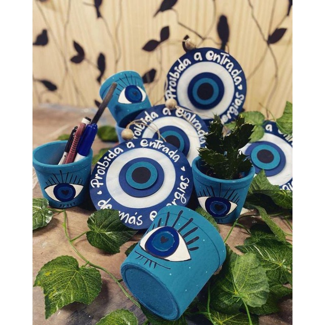 Olho Grego Placa decorativa de madeira em Pinus Olho Grego redonda de ...