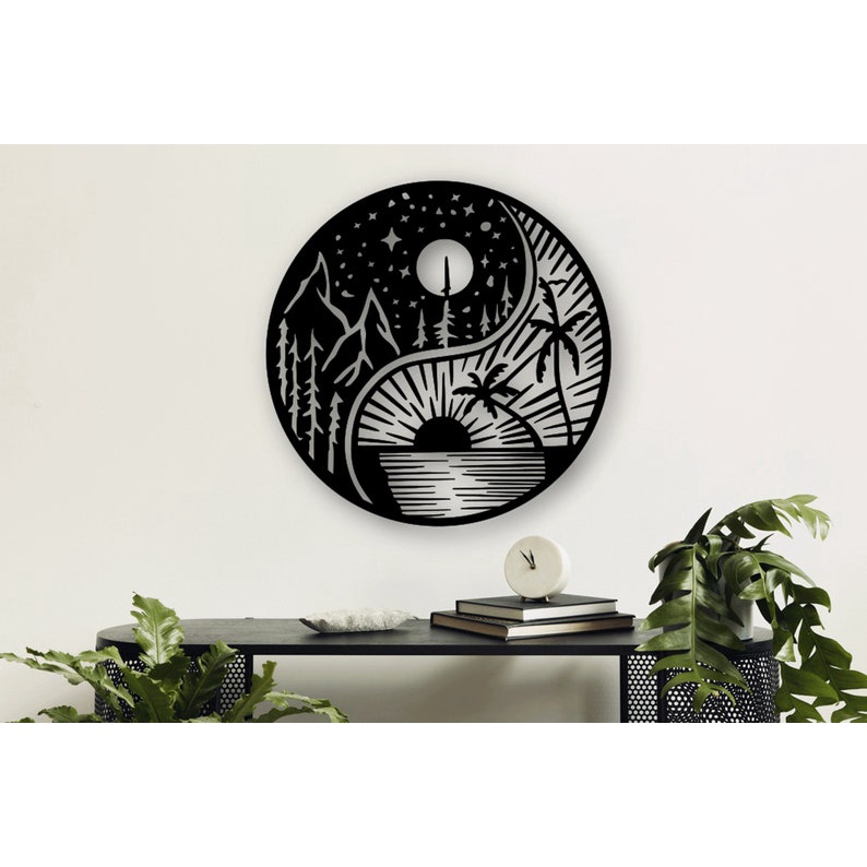 QUADRO ESCULTURA DE PAREDE EM MDF 70CM SOL E LUA PAISAGEM | Shopee Brasil