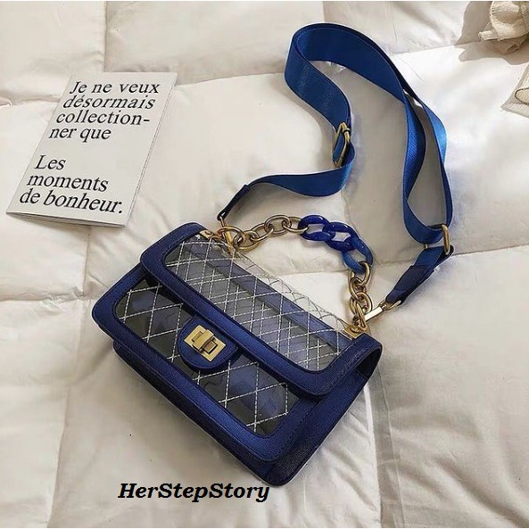 Bolsa Feminina Vidro LEBOY Azul HER STEP STORY | Shopee Brasil