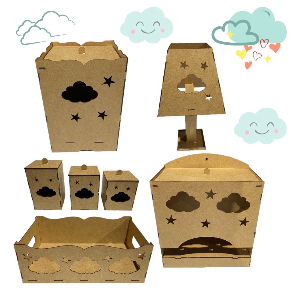 Kit Farmacinha Bebe Nuvem Em Mdf Cru | Shopee Brasil