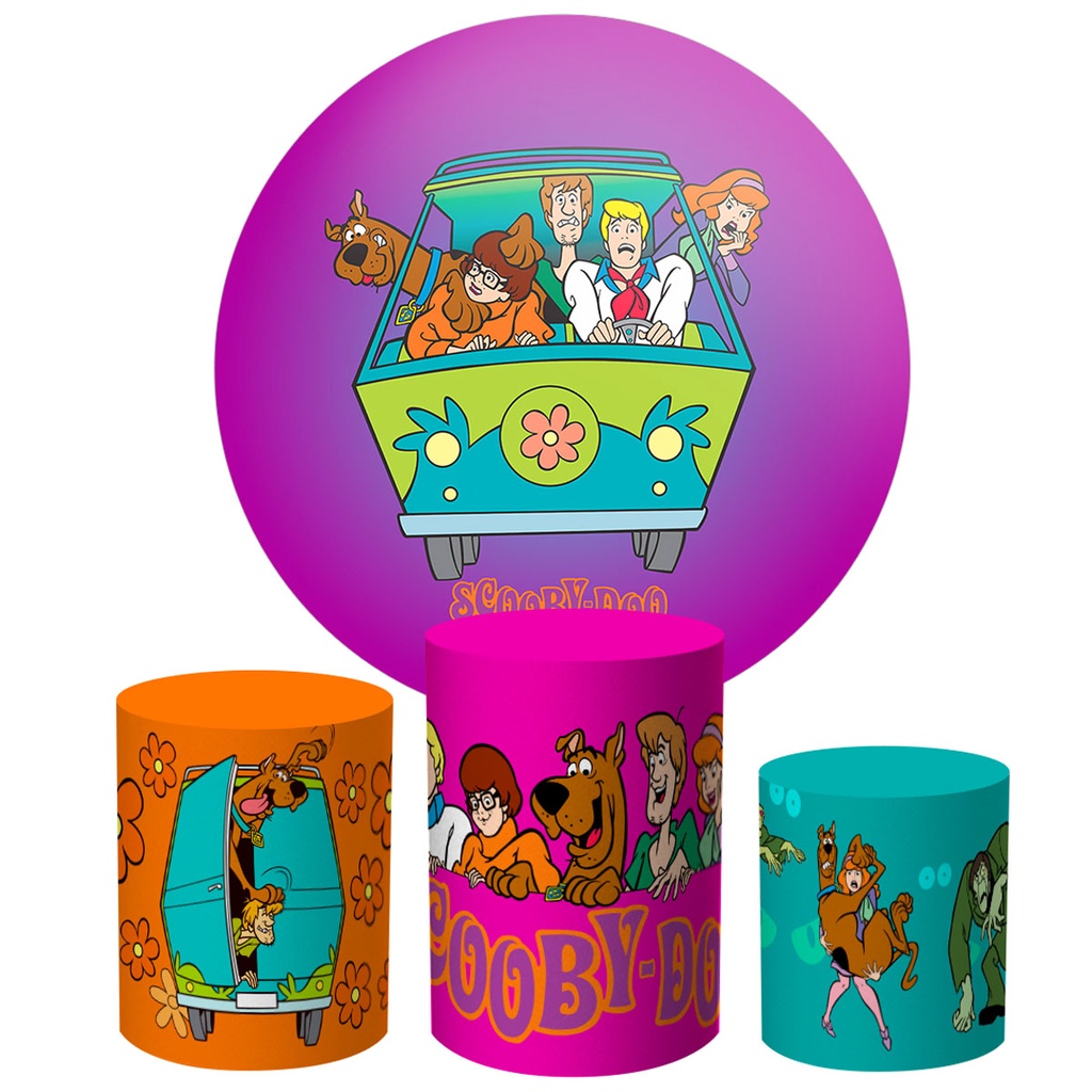 Kit De Festa Painel Redondo Scooby-Doo + Trio Capa De Cilindro Veste ...