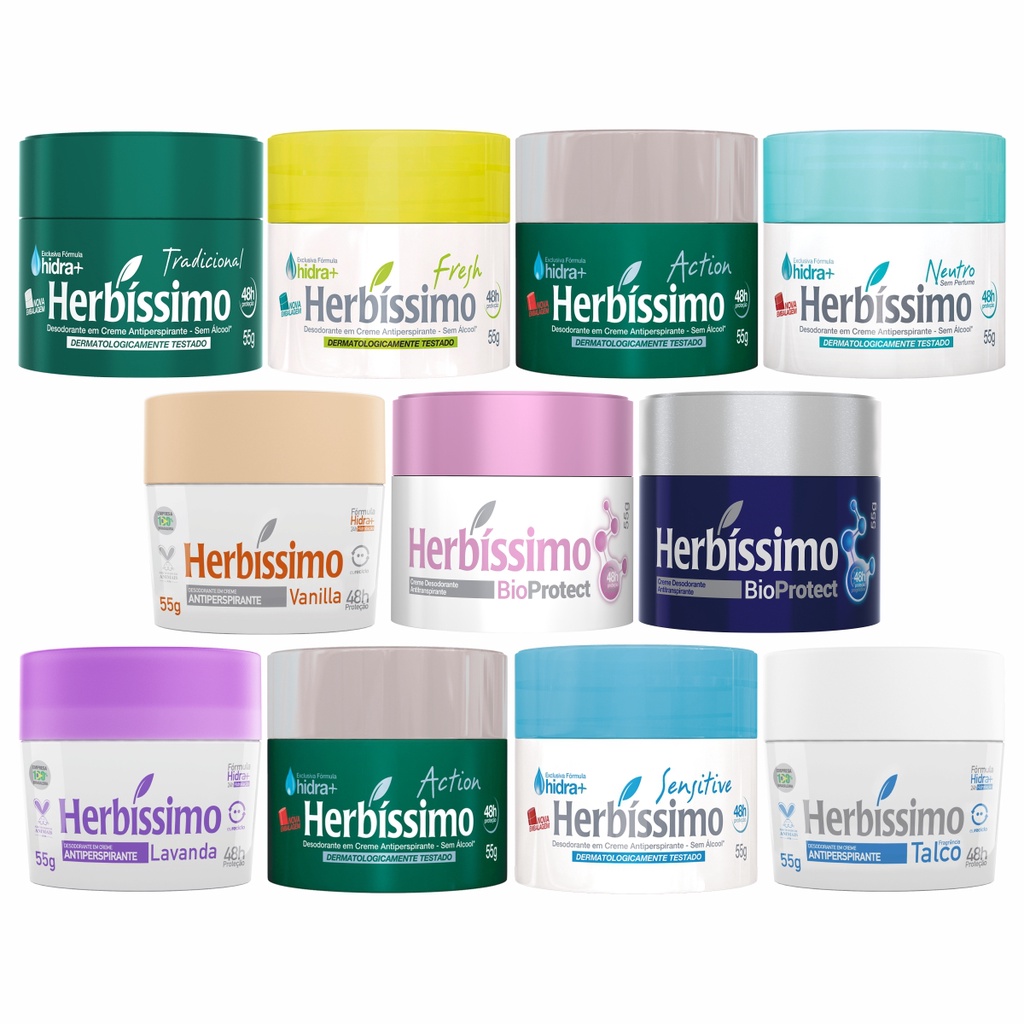 Desodorante em Creme Herbíssimo Sem Álcool 55g Várias Fragrâncias ...