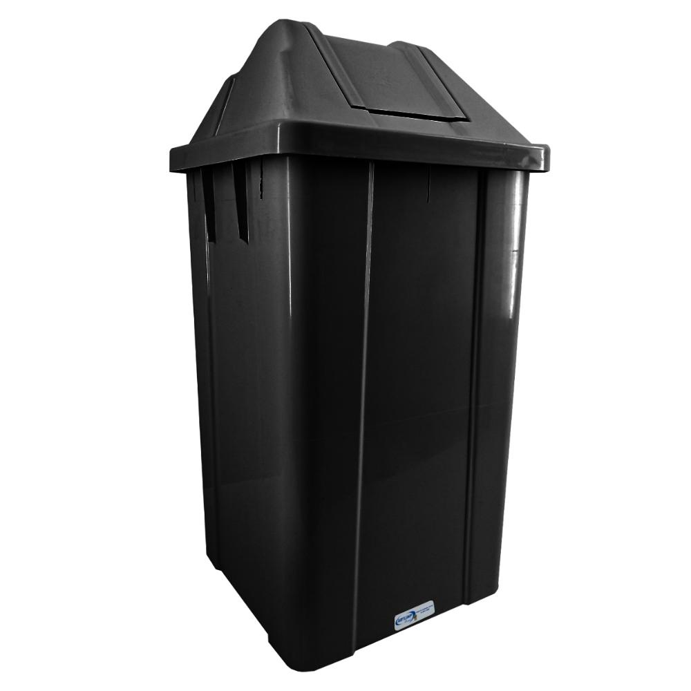 Lixeira Quadrada com Tampa Basculante 60 Litros Preta JSN | Shopee Brasil