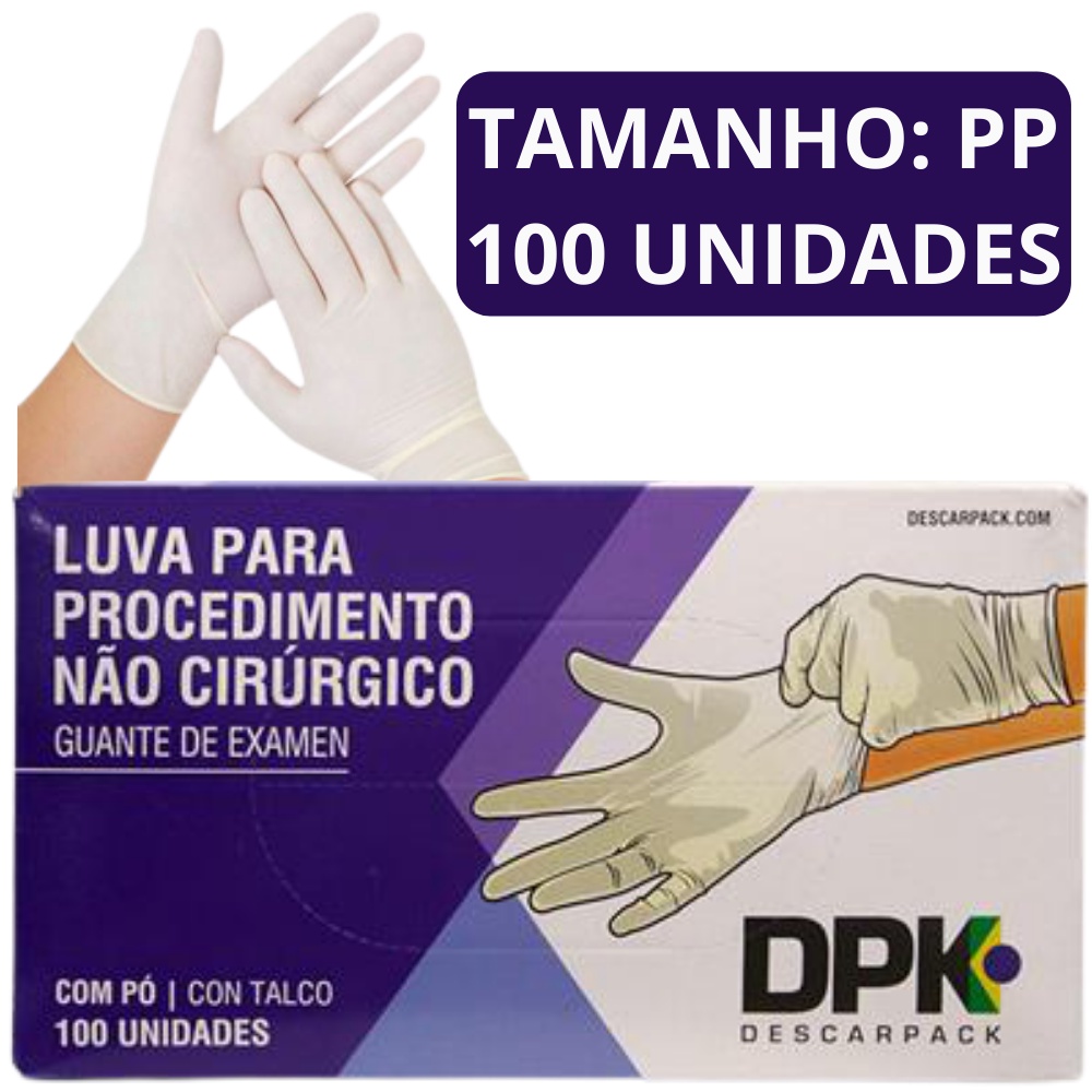 Luva Para Procedimento Não Cirúrgico PP Látex Com Pó - 100 Un | Shopee ...