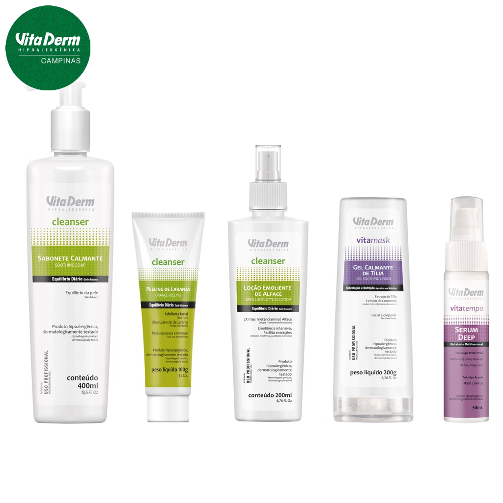 Kit Limpeza de Pele Basico Vita Derm Profissional Skin Care Limpeza ...