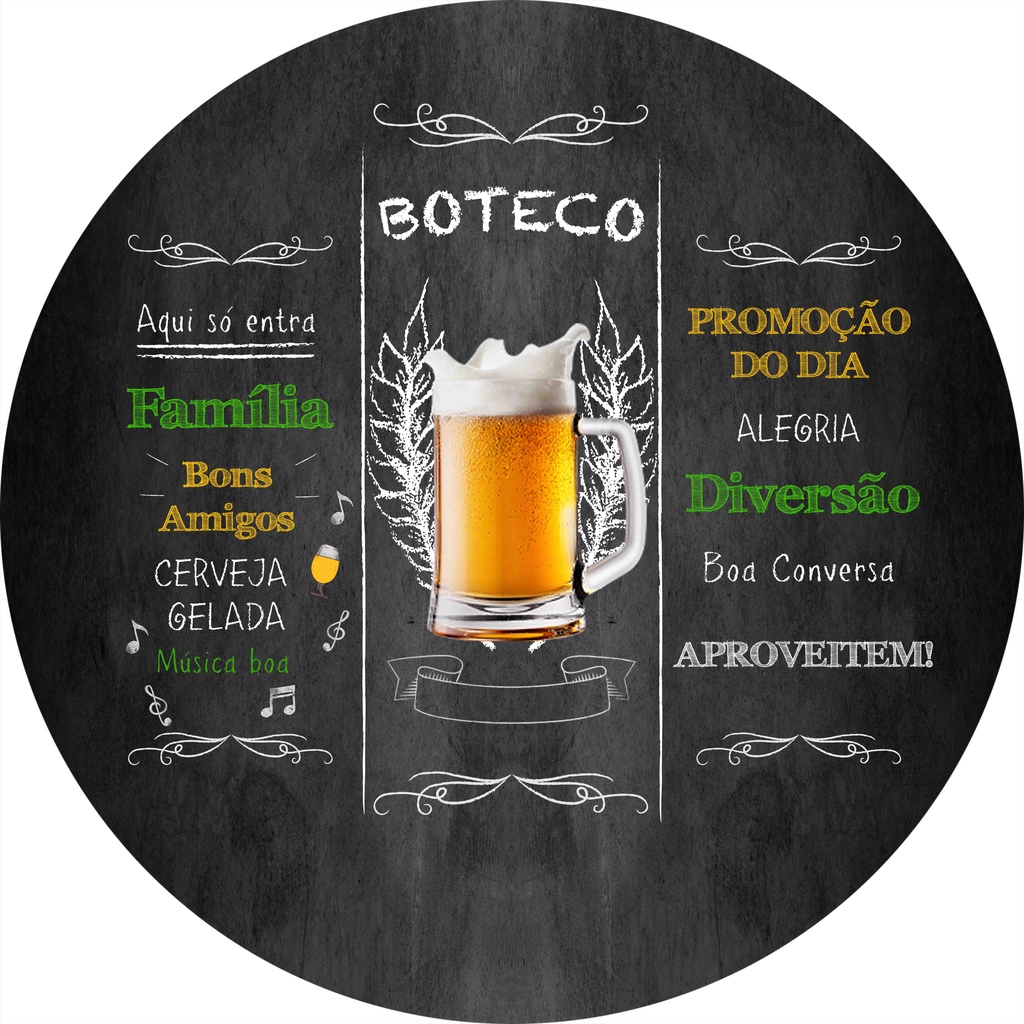 Painel de Festa Redondo em Tecido Sublimado Boteco | Shopee Brasil