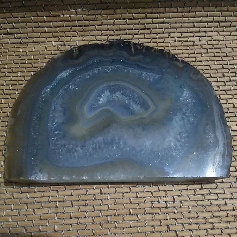 Chapa de Ágata Polida Com Base Azul | Shopee Brasil