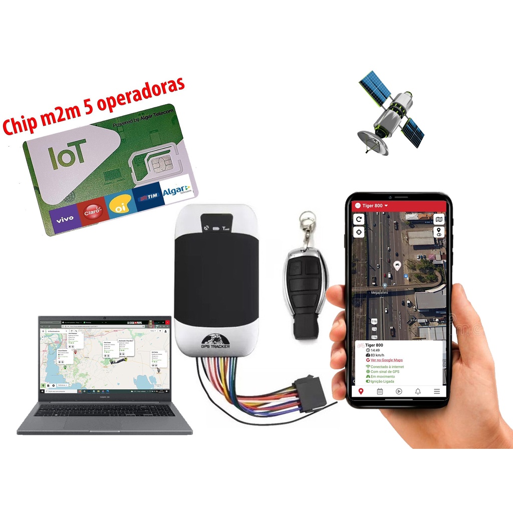 Rastreador veicular com chip m2m multioperadora e plataforma de monitoramento | Shopee Brasil