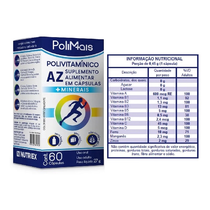 KIt 4 unidades Polimais Polivitaminico AZ + minerais zero lactose com ...