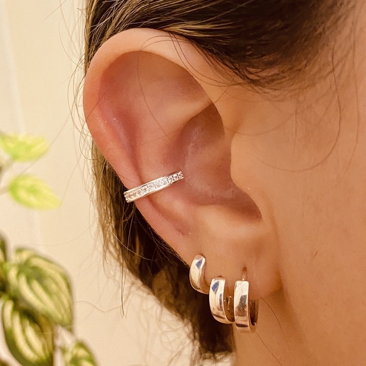 Piercing Fake de Prata 925 com Pedras Zircônia Cravejadas Prata ...