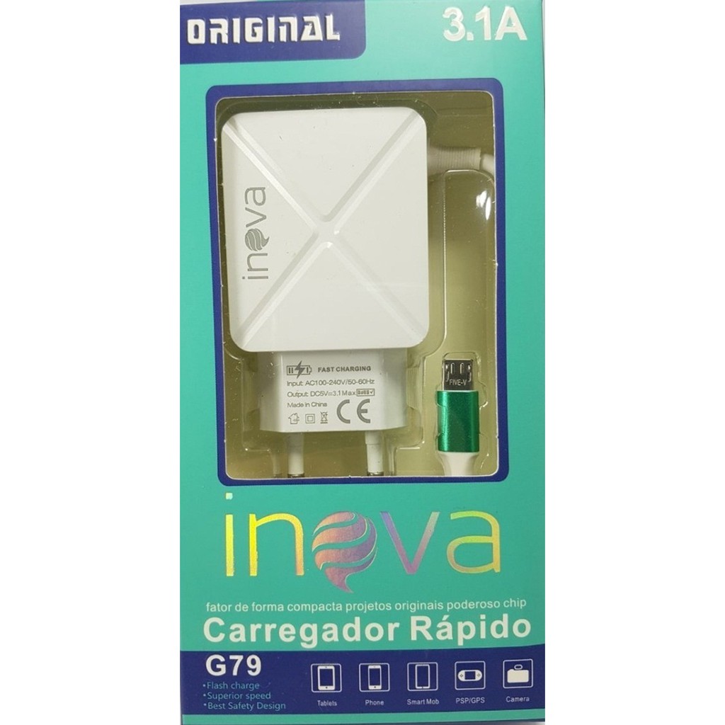 Carregado Turbo Inova Original 2usb 3.1 A V8 Promoção | Shopee Brasil