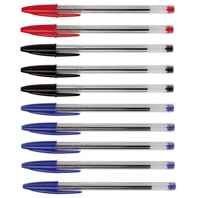 Kit c/10 Caneta Esferográfica Cristal 1.0 (5 Azuis | 3 Pretas | 2 vermelhas) Bic | Shopee Brasil