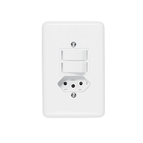 Interruptor Conjunto 2 Interruptores Simples com Tomada 10A Linha ... Interruptor Conjunto 2 Interruptores Simples com Tomada 10A Linha ...