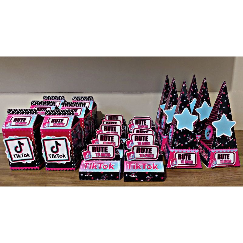 Kit festa 22 peças Personalizados Caixinhas Mini Tik tok | Shopee Brasil