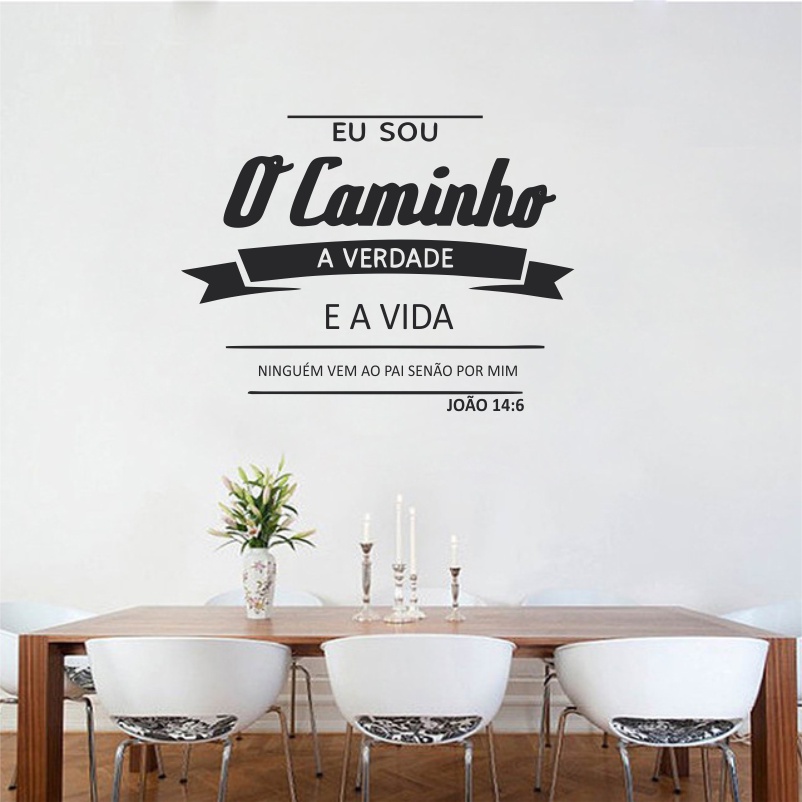 adesivo de parede decorativo quarto cozinha sala frases bíblicas religioso eu sou o caminho a ...
