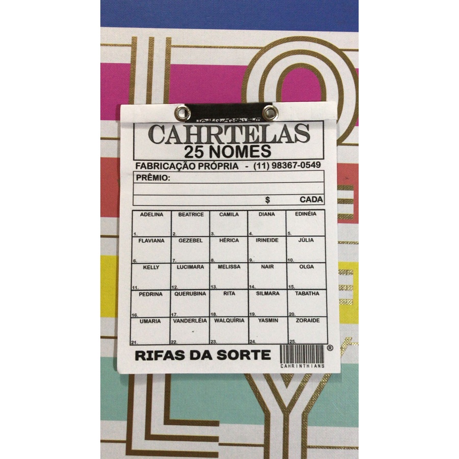 Cartela De Rifa 25 Nomes, Pct C/ 10 Unidades | Shopee Brasil