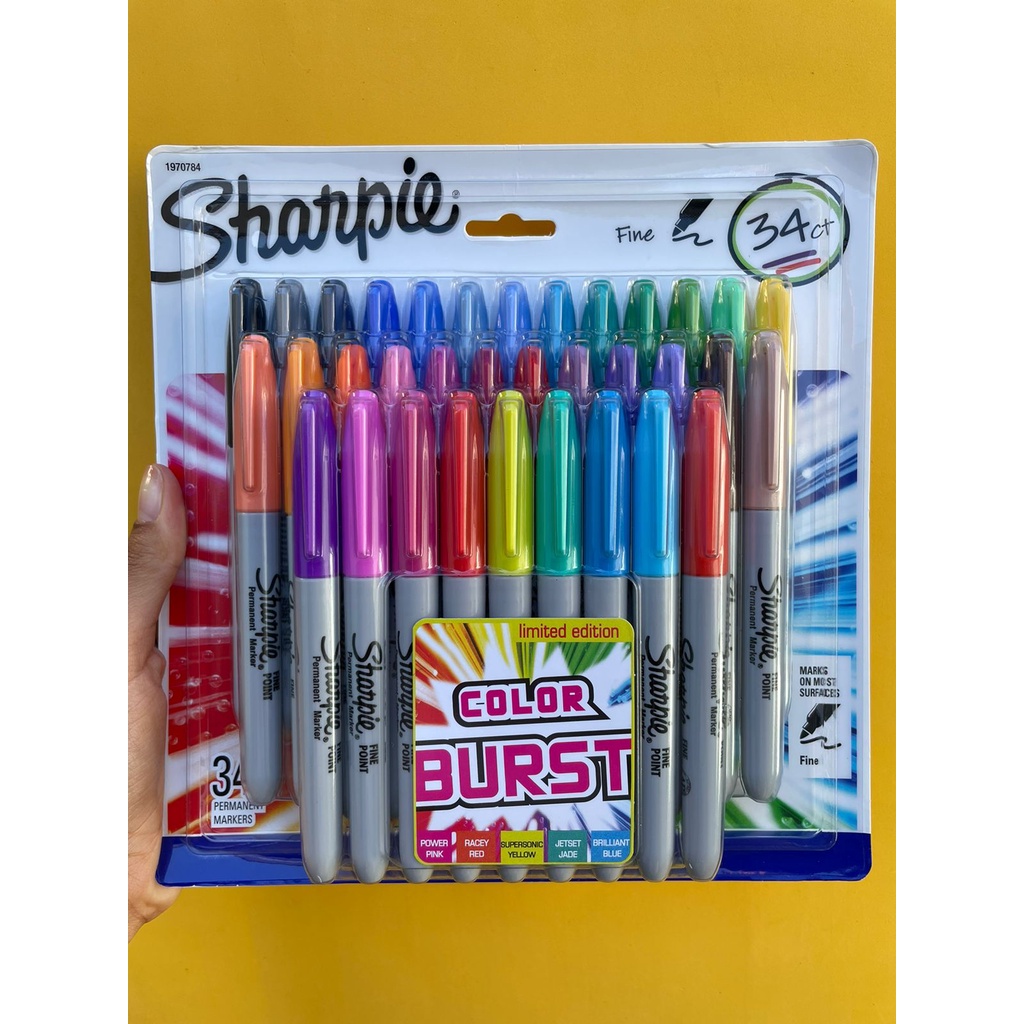 Marcador Sharpie Fino Color Burst 34 cores Permanente - Sharpie ...