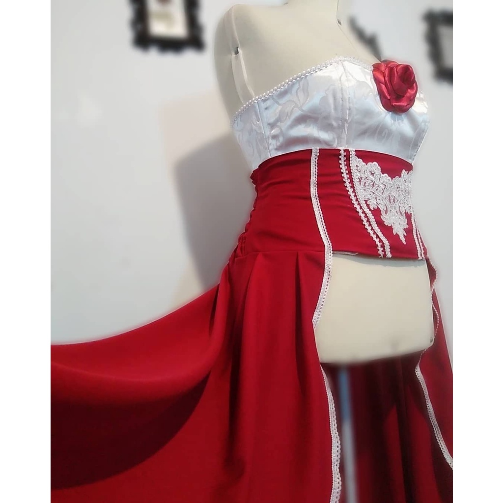 Saia Capa Maria Navalha Oxfordine Vermelho Com Detalhes Em Branco ...