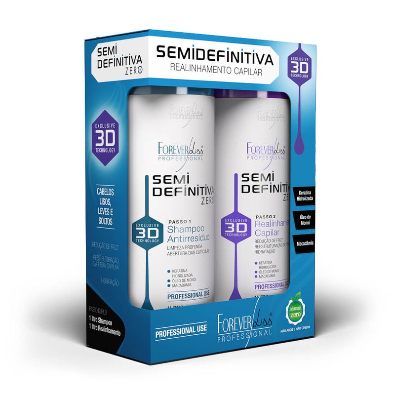 Escova Progressiva Semi Definitiva 3D Forever Liss Kit Shampoo e ...