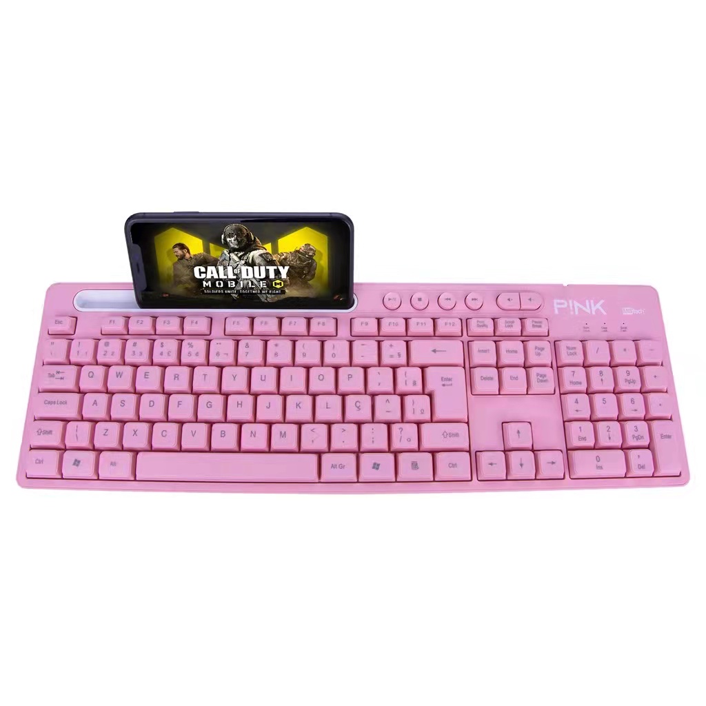Teclado Multimídia USB Pink Feminino Smart Support KX Rosa MBTech ...