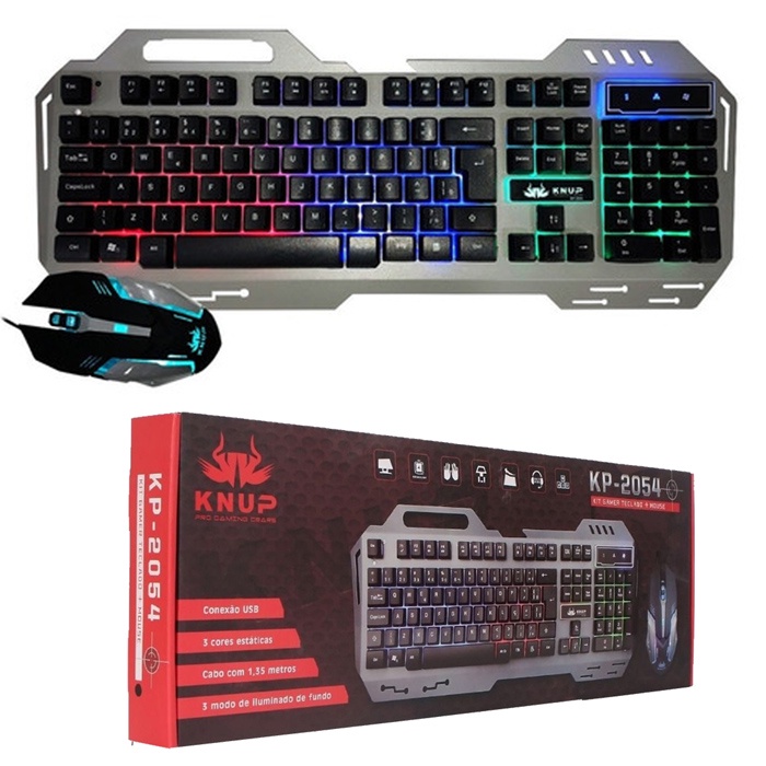 KIt Gamer Teclado + Mouse USB Com LEDs Knup KP-2054 | Shopee Brasil