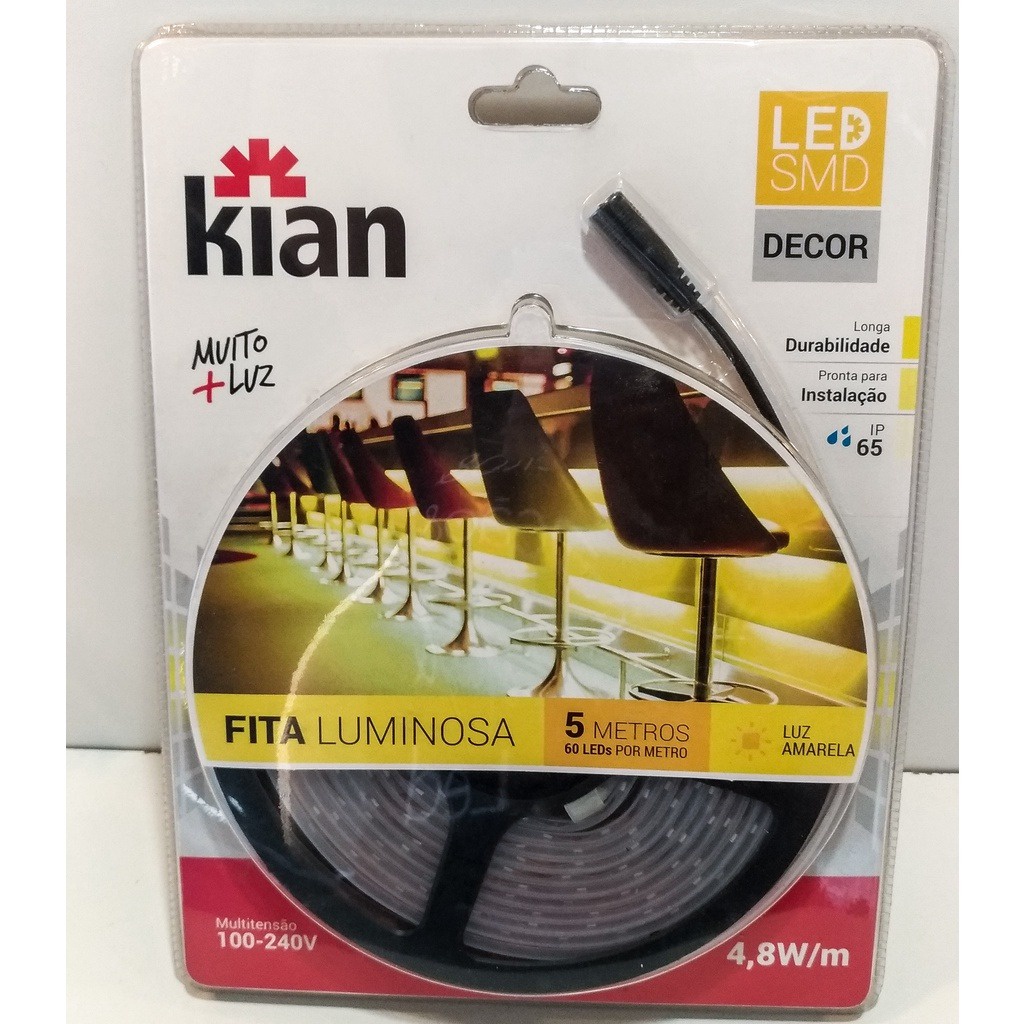 Fita Led Kian 30 LED/MT IP65 7,2W Bivolts 5 metros cor amarelo com ...
