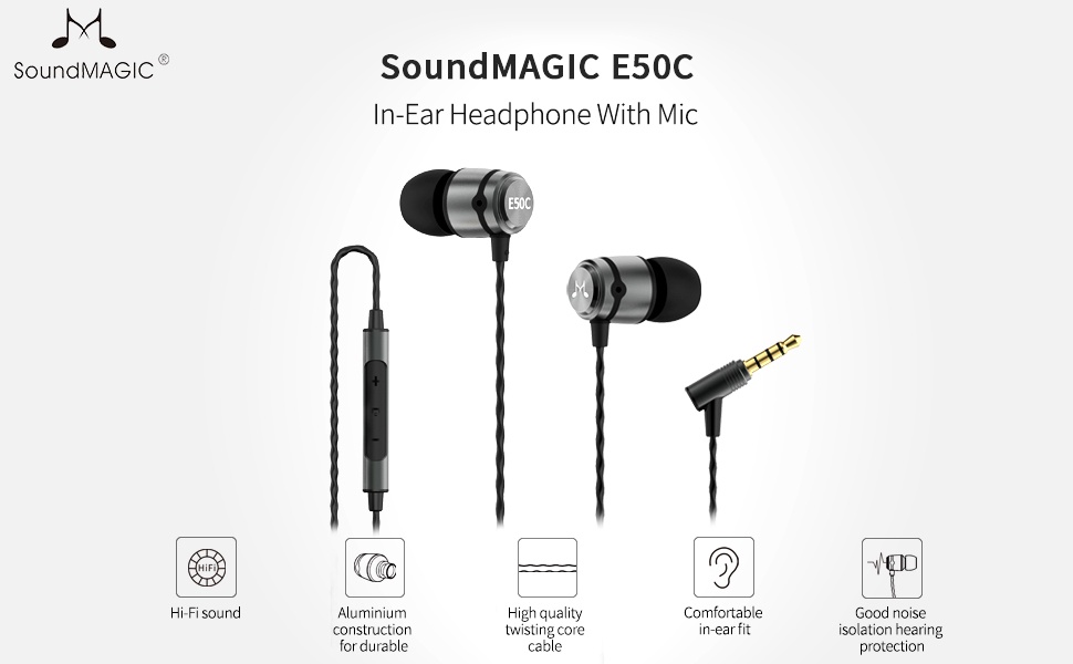 SoundMAGIC E50C Fones De Ouvido Com Fio Microfone No Monitor HiFi Isolamento De Ruído Ajuste ...