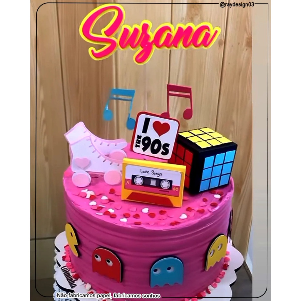 Topo Topper de bolo Anos 90 - Camadas e 3D | Shopee Brasil