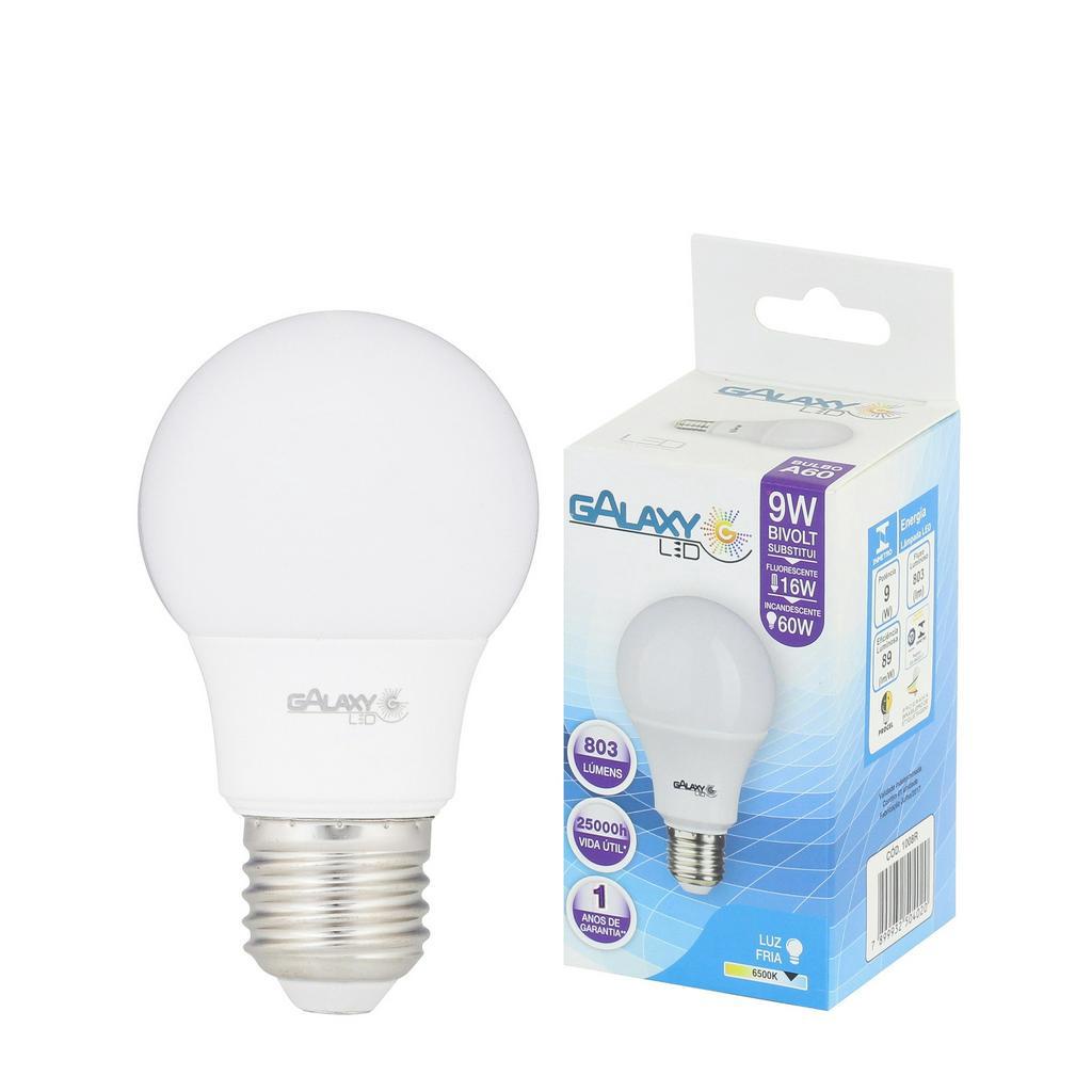 Lampada Led Bulbo A60 9w Branco Frio 6500k Bivolt E27 - Galaxy Led | Shopee Brasil