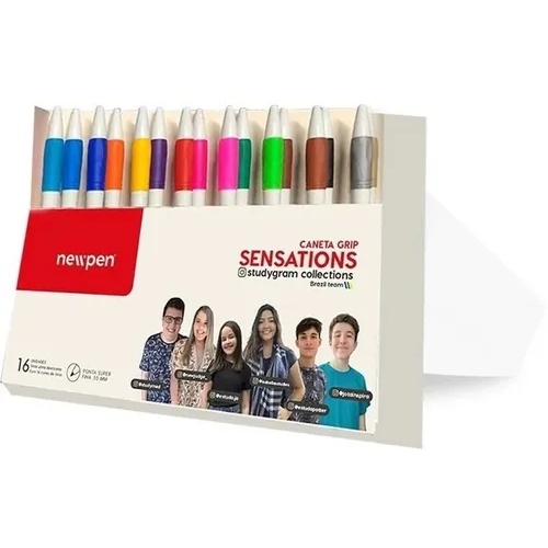 Caneta Esferográfica Sensations Studygram Newpen 16 Cores | Shopee Brasil