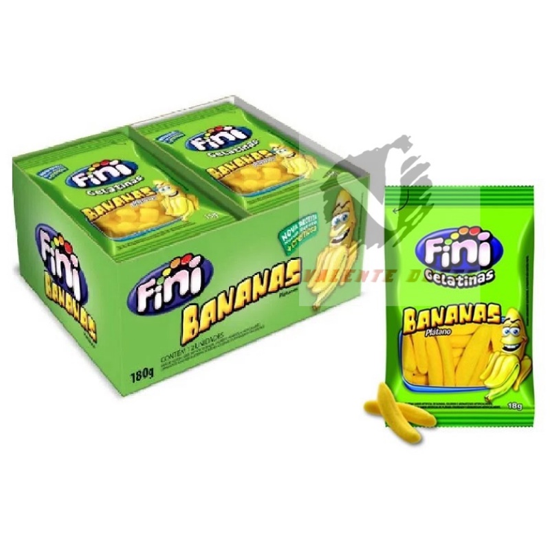 Caixa Balas de Gelatina Fini Mini Bananas com 12 pacotes de 15g cada DP ... Caixa Balas de Gelatina Fini Mini Bananas com 12 pacotes de 15g cada DP ...