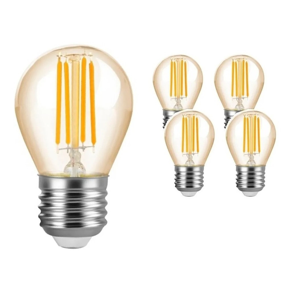 kit 5 Lâmpada Filamento De Led Bulbo G45 Vintage Retro E27 4w 2700k ...