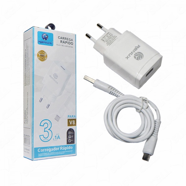 Carregador de Celular Ultra rábido 3.1A Com Cabo Tipo C Micro usb V8 ...