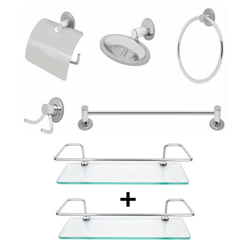 Combo Kit acessorios para banheiro + 2 porta shampoo reto - kit - porta ...