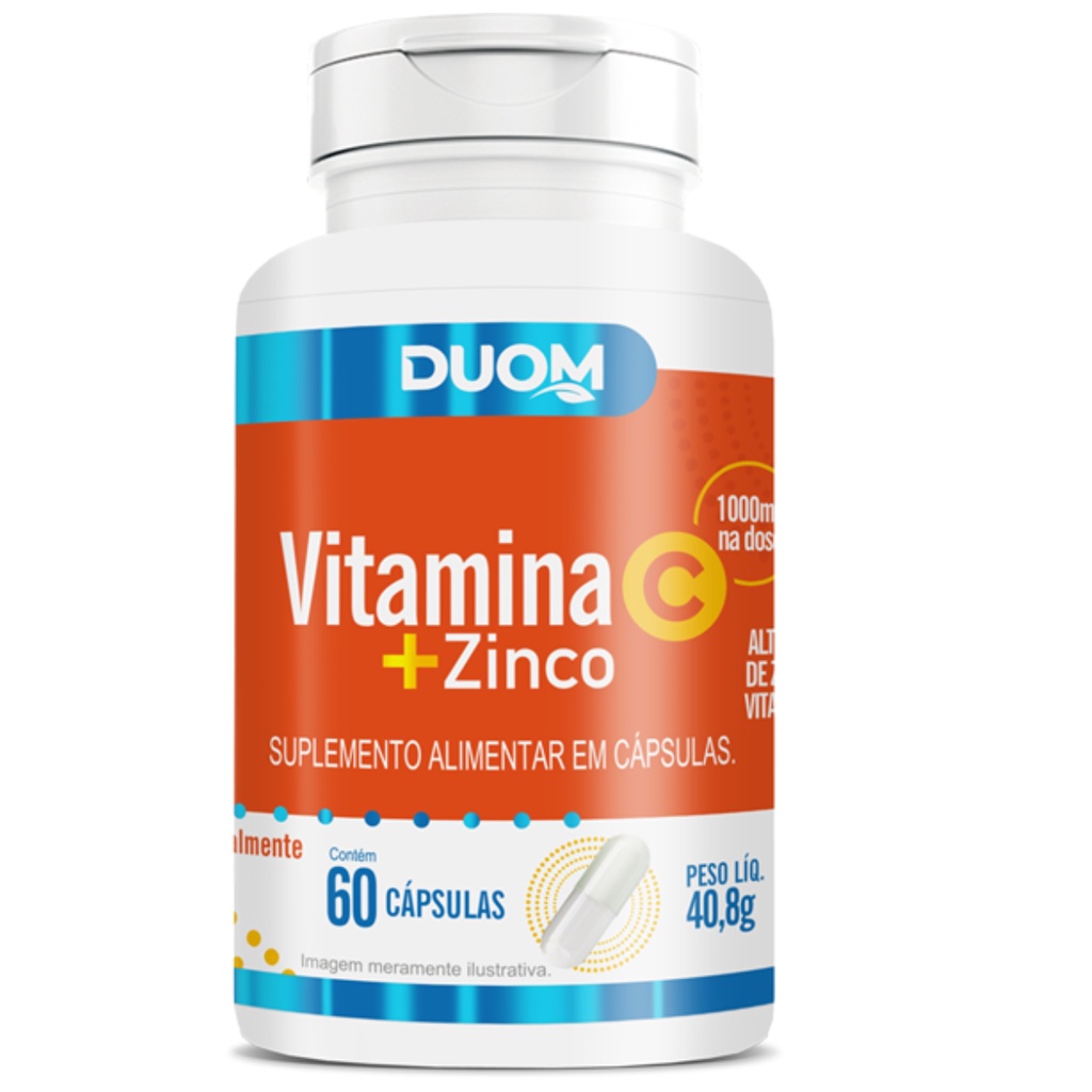 Vitamina C 500mg Com Zinco 7mg 60 Capsulas Fornece Super Imunidade ...