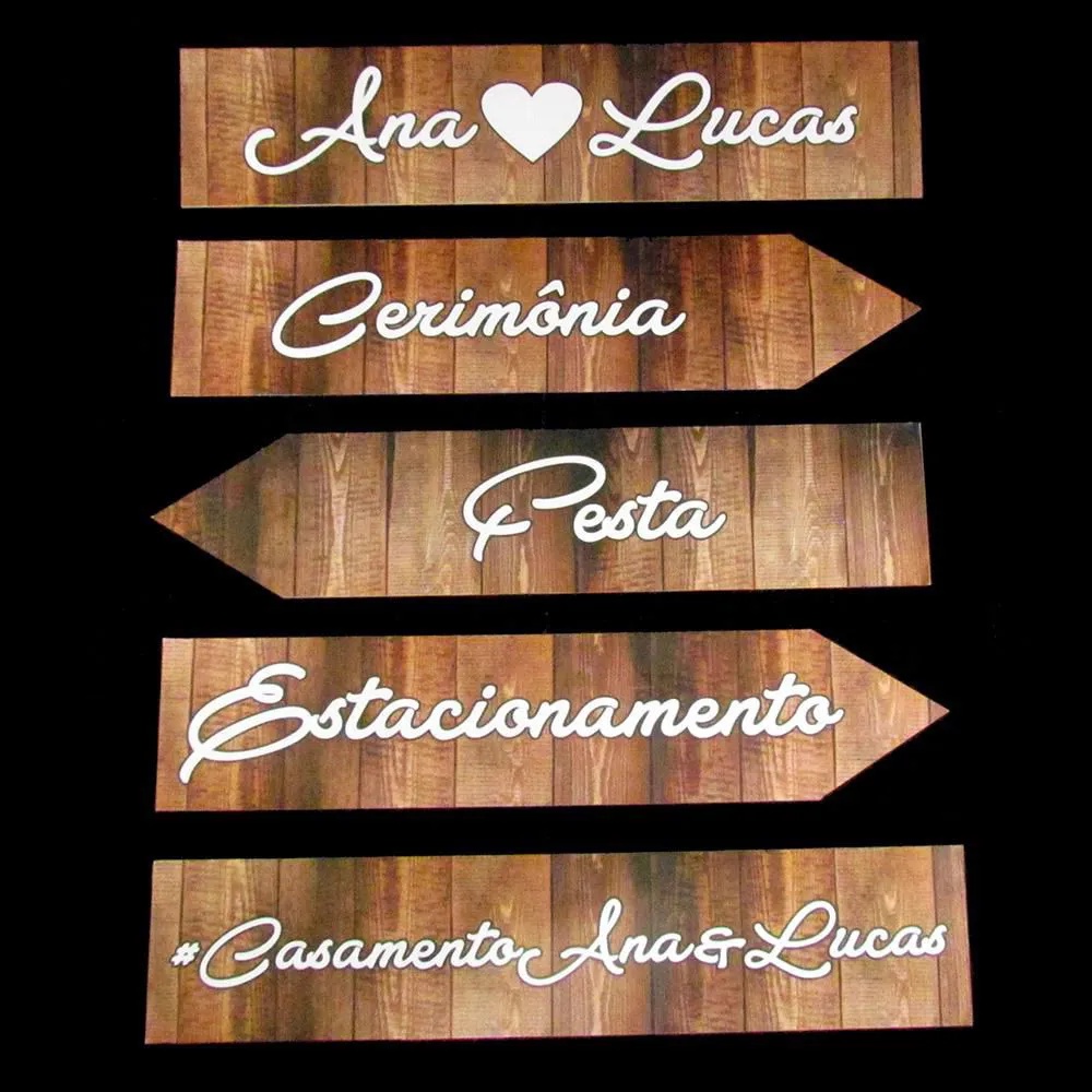 Kit Setas Direcionais personalizado em MDF, composto por cinco placas ...