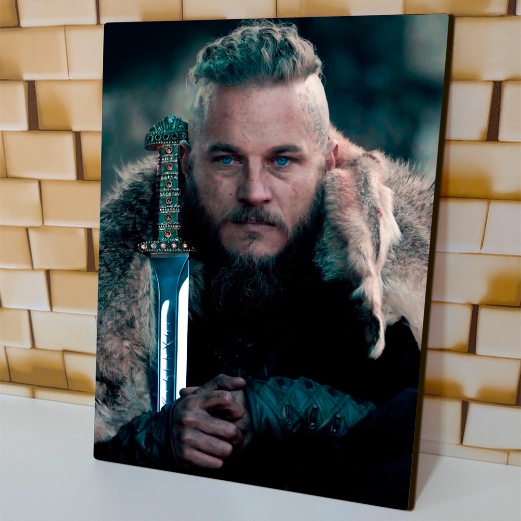 Placa Decorativa Ragnar Lodbrok Vikings 28x20 Impressão à Laser MDF 6mm ...