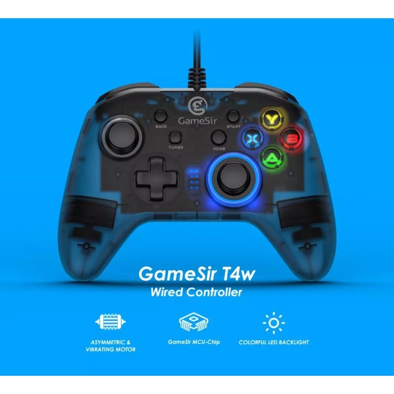 Controle Gamer GameSir Original T4w Led Colorido Com Fio Windows/iOS ...